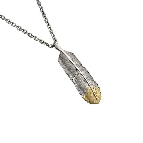 Pre Order - Feather Right Facing Pendant with 18K Gold Tip – CRAFTMAN